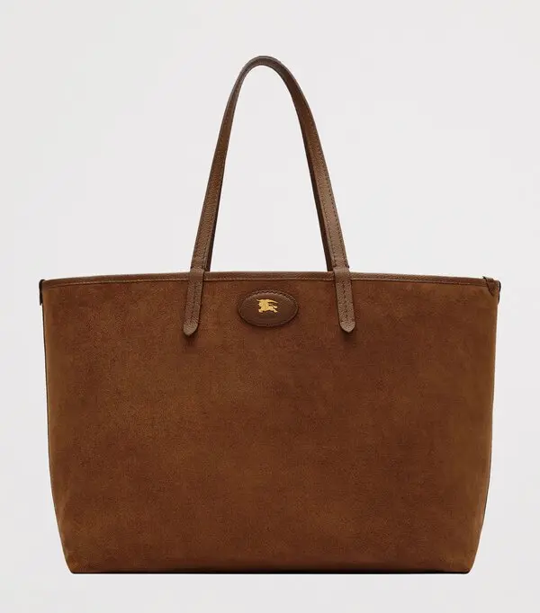 Burberry Medium Suede-check Reversible Bloomsbury Tote Bag - Beige
