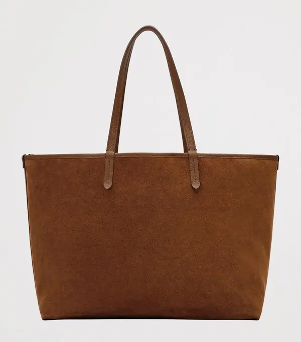 Burberry Medium Suede-check Reversible Bloomsbury Tote Bag - Beige