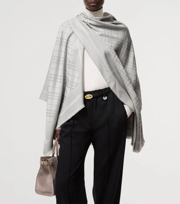 Burberry Wool-cashmere Check Cape