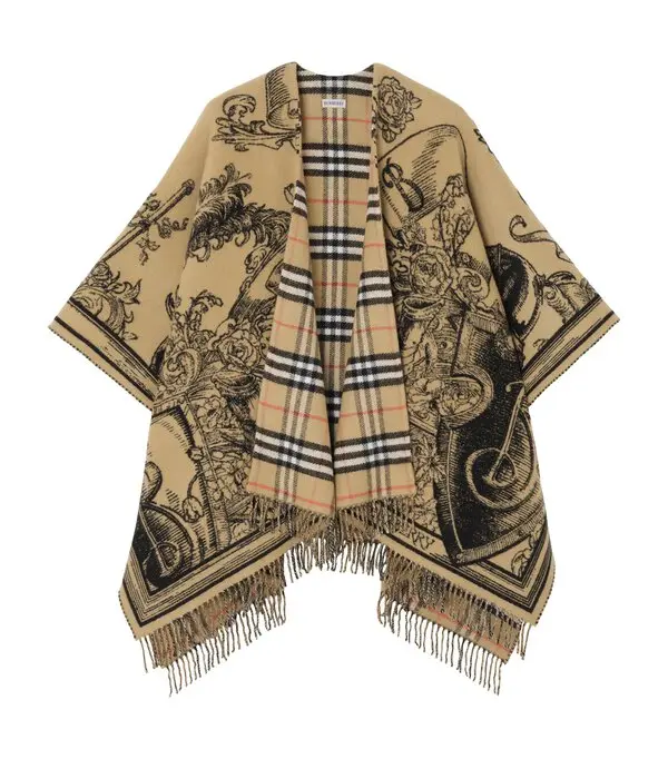 Burberry Wool Reversible Check Cape