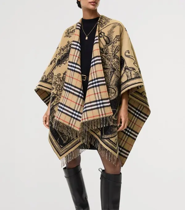 Burberry Wool Reversible Check Cape