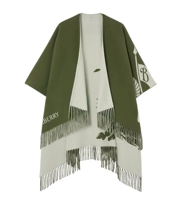 Burberry Wool-cashmere Cape With Equestrian Knight Design