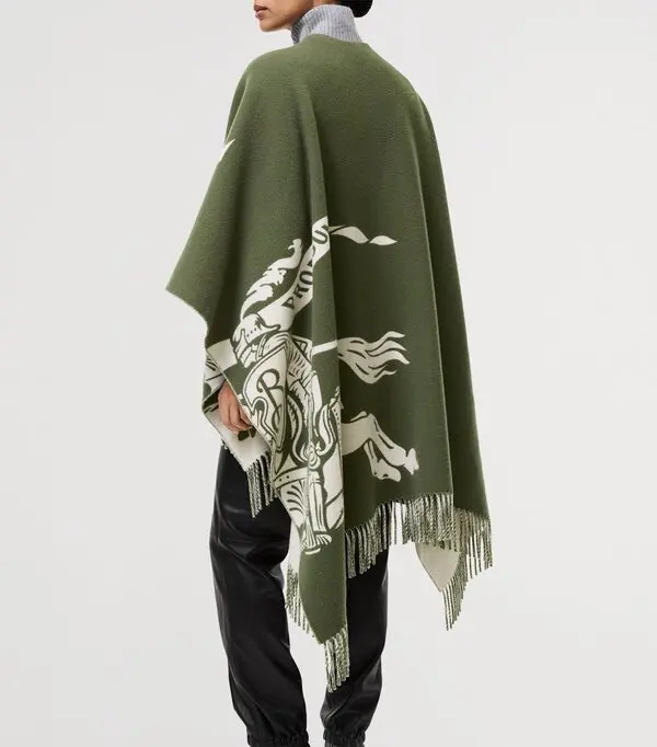 Burberry Wool-cashmere Cape With Equestrian Knight Design