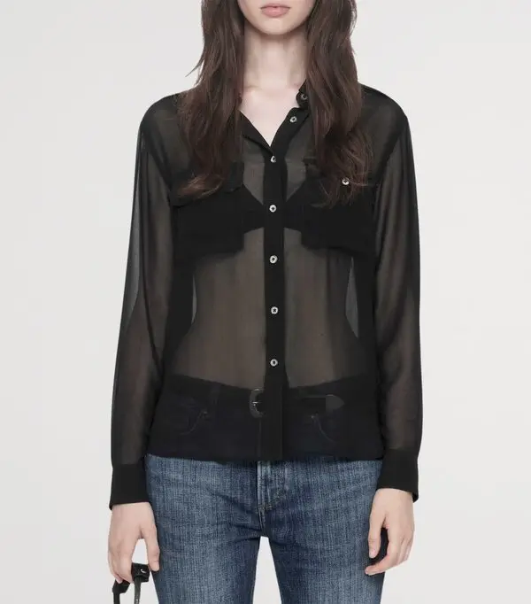 ALLSAINTS Maven Sheer Utility Shirt - Black