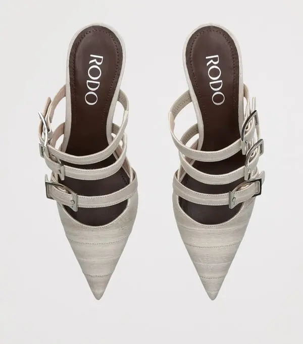 Rodo Leather Paige Heeled Mules 55 - Beige