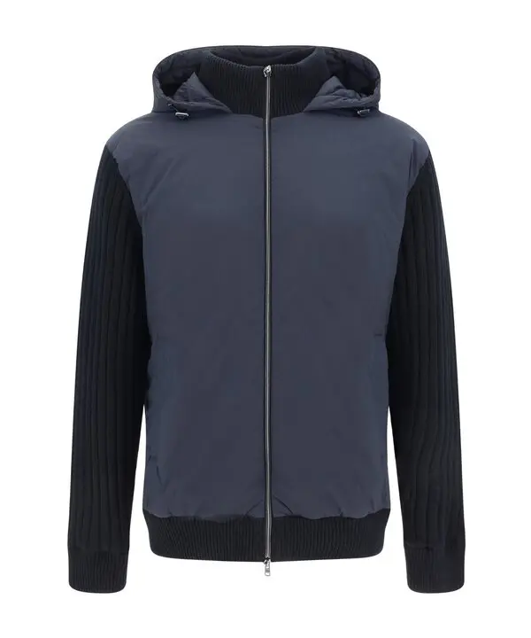 Herno Knitted-panelled Zipped Hooded Jacket