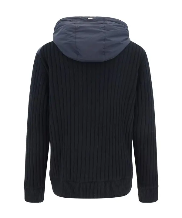 Herno Knitted-panelled Zipped Hooded Jacket