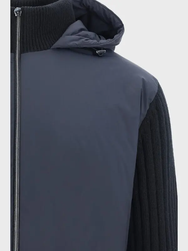 Herno Knitted-panelled Zipped Hooded Jacket