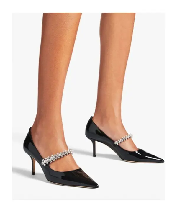 JIMMY CHOO Patent Leather Pumps With Crystals