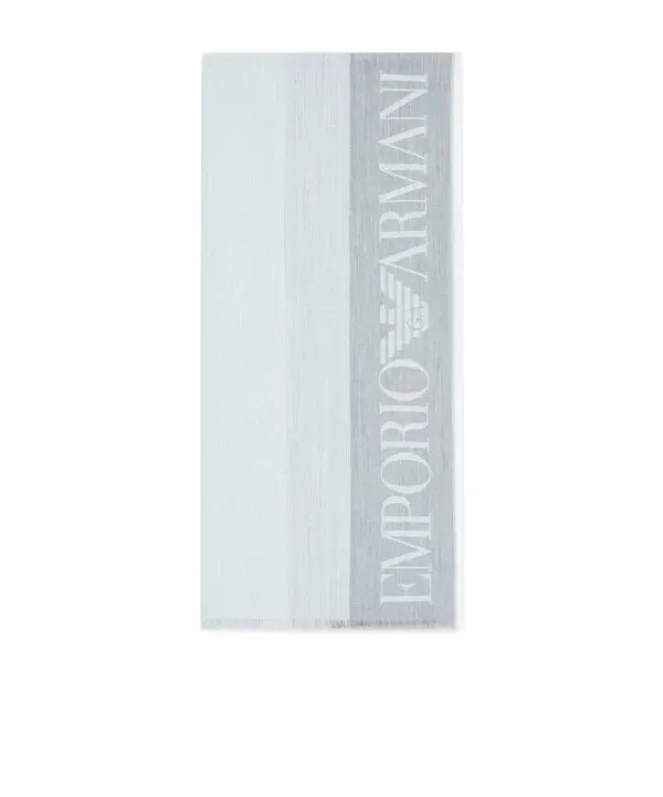 Emporio Armani Logo-embellished Striped Scarf - White