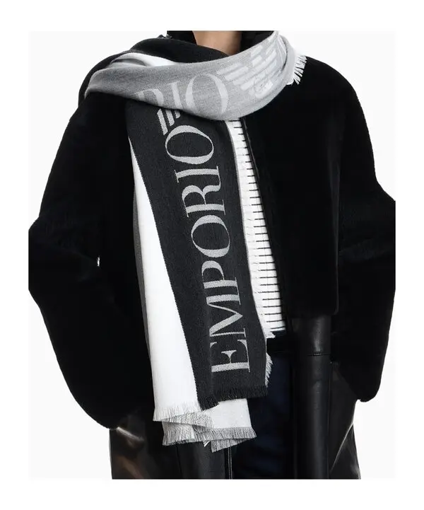 Emporio Armani Logo-embellished Striped Scarf
