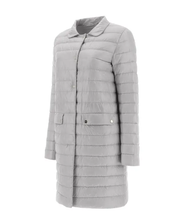 Herno Quilted Down Button-up Coat With Satin Details