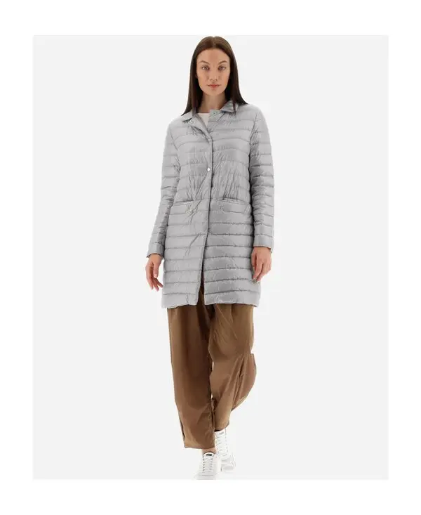 Herno Quilted Down Button-up Coat With Satin Details