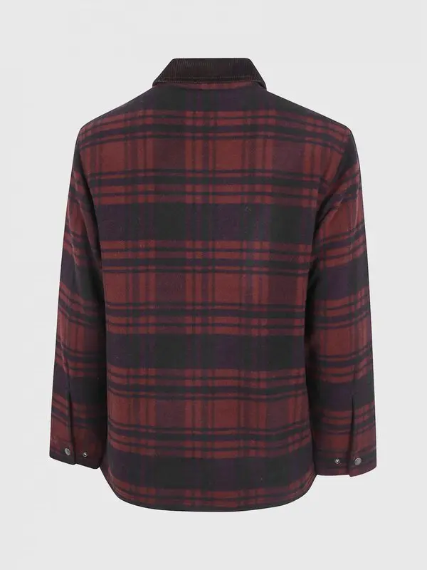 Filson Spokane Tartan Wool Shirt Jacket With Contrast Velvet Collar - Red