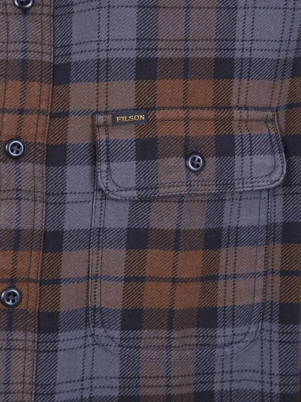 Filson Long-sleeve Check Shirt In Cotton Flannel With Flap Pockets - Black