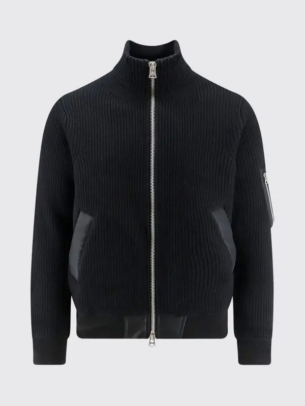 Sacai Ribbed Knit Zip-up Jacket - Black