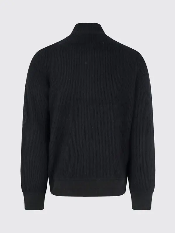 Sacai Ribbed Knit Zip-up Jacket - Black