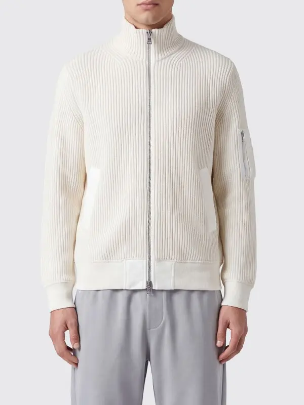 Sacai Turtleneck Wool Cardigan With Zip Closure And Slit Pockets - White