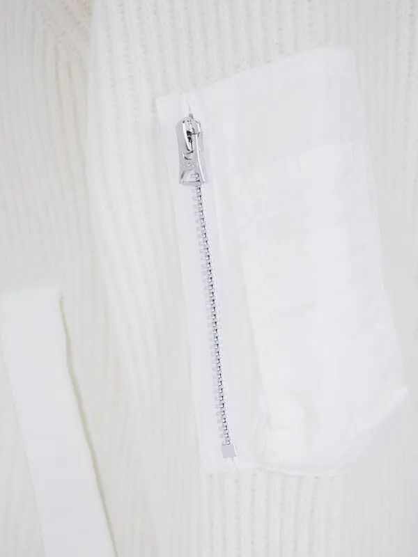 Sacai Turtleneck Wool Cardigan With Zip Closure And Slit Pockets