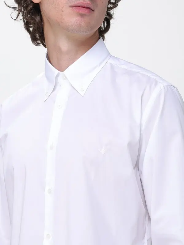 BROOKSFIELD Oxford Cotton Shirt With Button-down Collar And Embroidered Logo - White