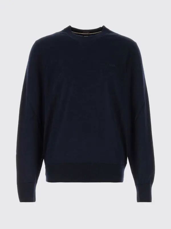 BOSS Crewneck Sweater With Embroidered Logo - Blue