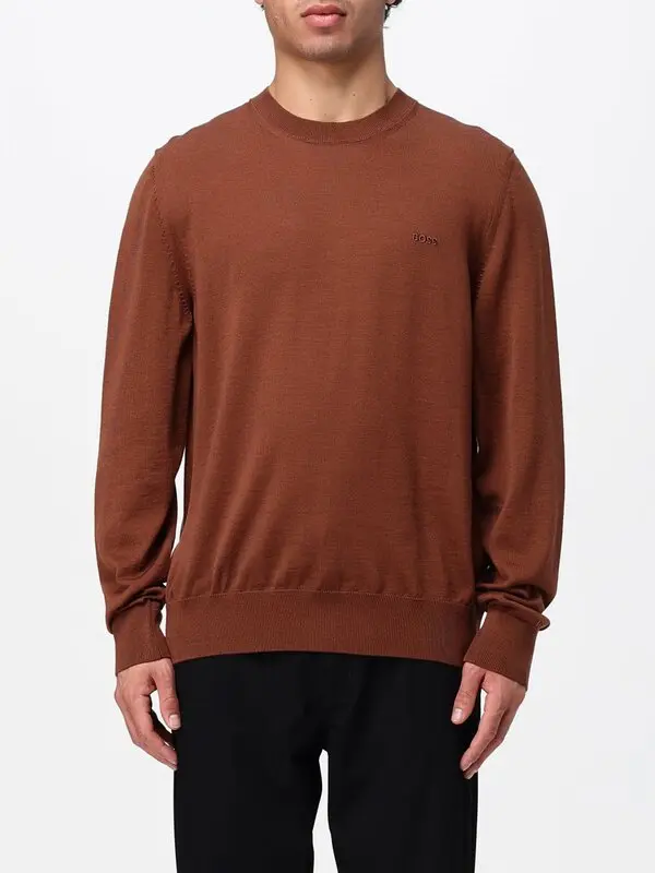 BOSS Crewneck Sweater With Embroidered Logo - Earth