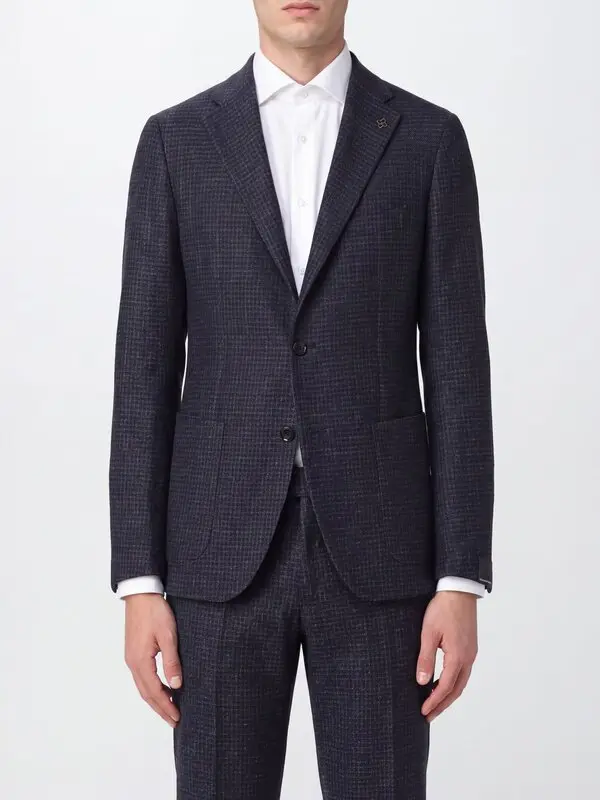 Tagliatore Single-breasted Check Blazer In Wool And Silk With Patch Pockets - Brown