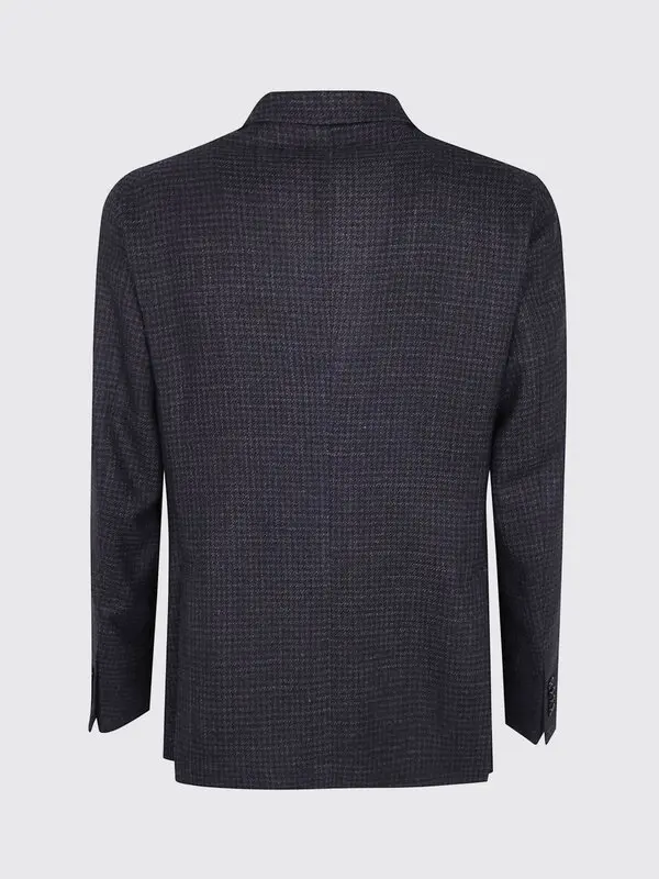 Tagliatore Single-breasted Check Blazer In Wool And Silk With Patch Pockets - Brown