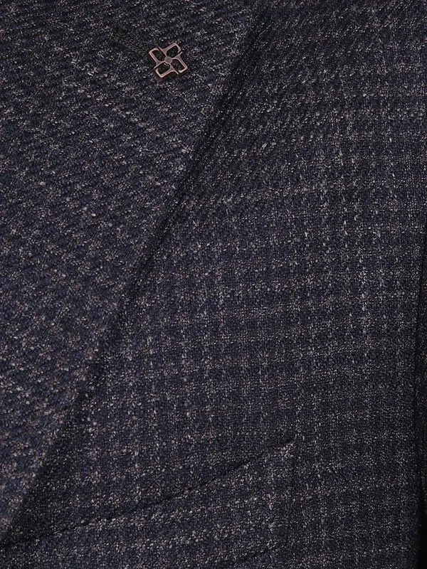 Tagliatore Single-breasted Check Blazer In Wool And Silk With Patch Pockets - Brown