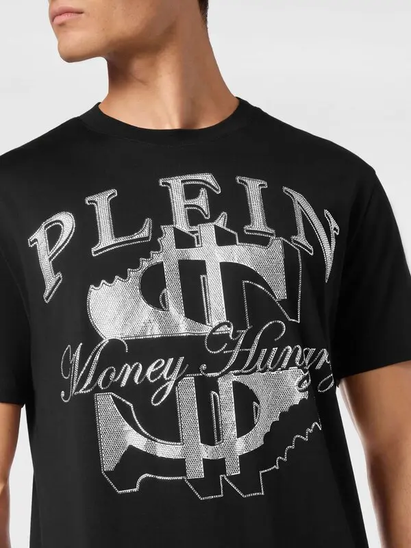 Philipp Plein Cotton Jersey T-shirt With Rhinestone Embroidered Logo