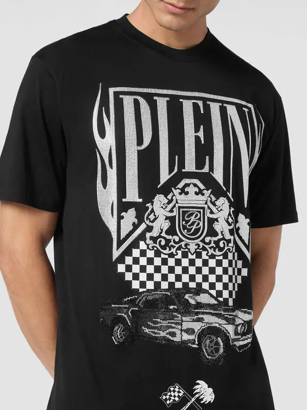 Philipp Plein Cotton Jersey T-shirt With Rhinestone Embroidered Logo