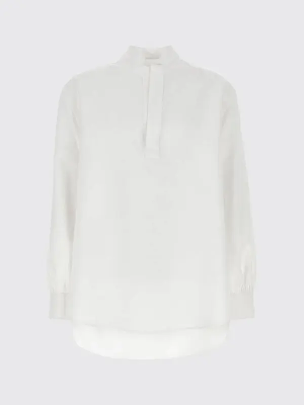 Valentino Garavani Pure Linen Shirt With Mandarin Collar And Concealed Placket