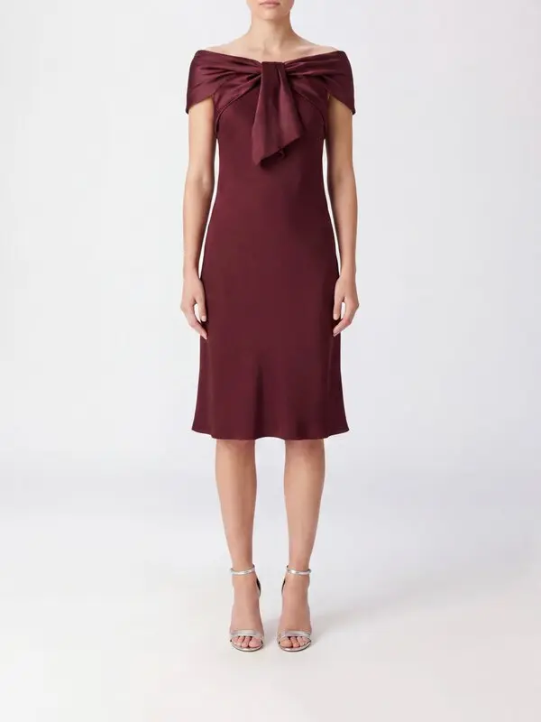 Alberta Ferretti Bow Neck Dress - Red