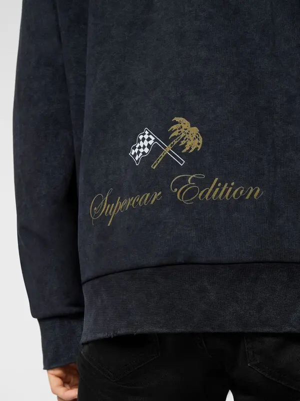 Philipp Plein Relaxed Fit Cotton Hoodie With Rhinestone Logo