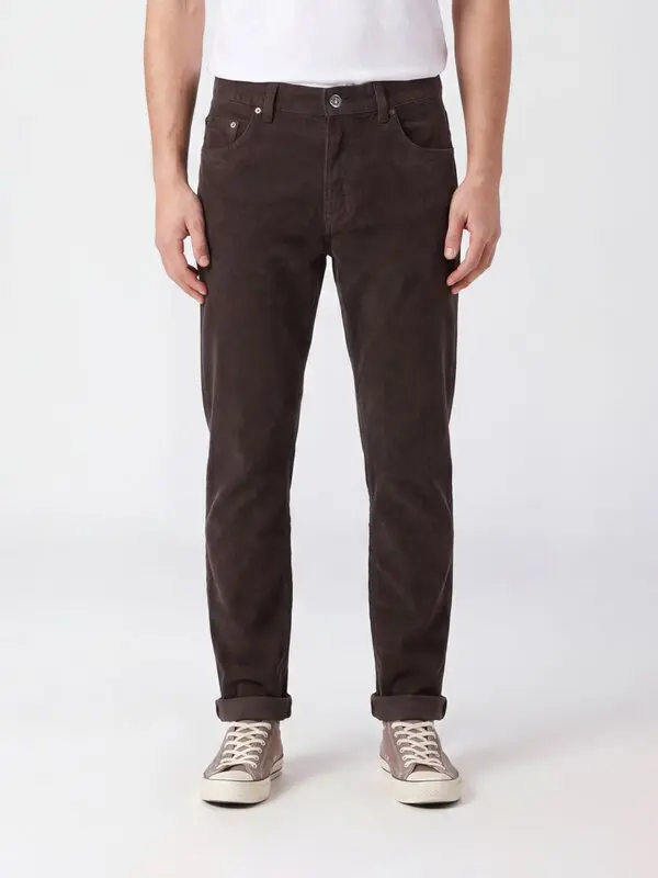 DONDUP Mid-rise Slim Fit Corduroy Trousers With Turn-up Cuffs - Cocoa