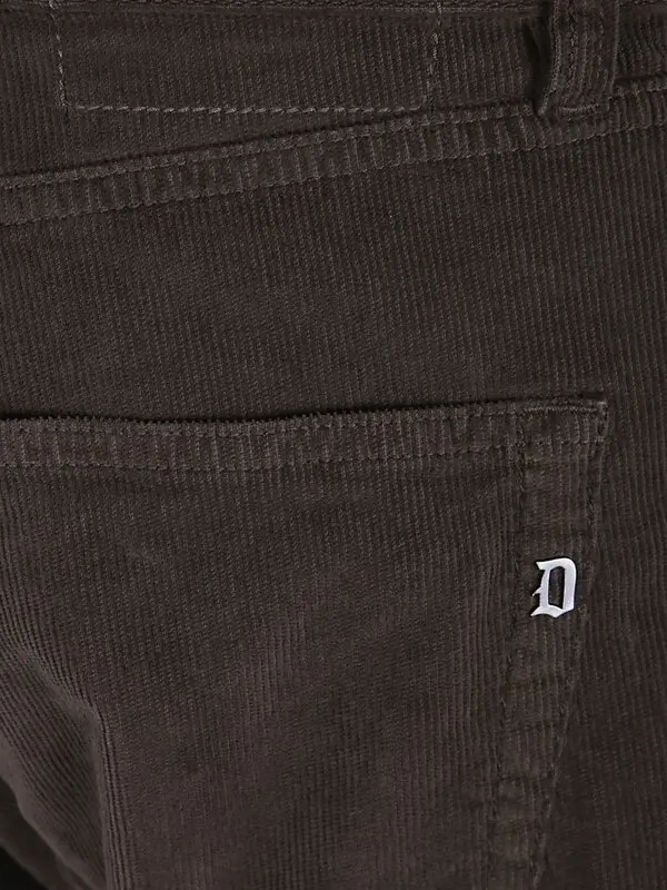 DONDUP Mid-rise Slim Fit Corduroy Trousers With Turn-up Cuffs - Cocoa