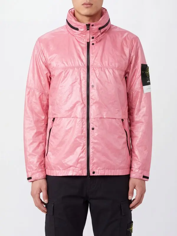 Stone Island Zip-up Jacket With Stand Collar - Pink