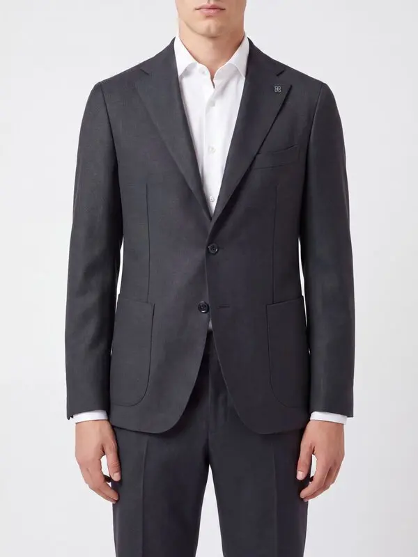 Tagliatore Single-breasted Blazer In Cupro And Viscose Blend With Patch Pockets - Brown