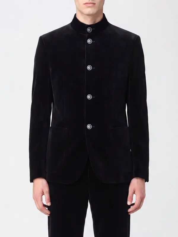 Giorgio Armani Slim Fit Single-breasted Velvet Blazer With Mandarin Collar