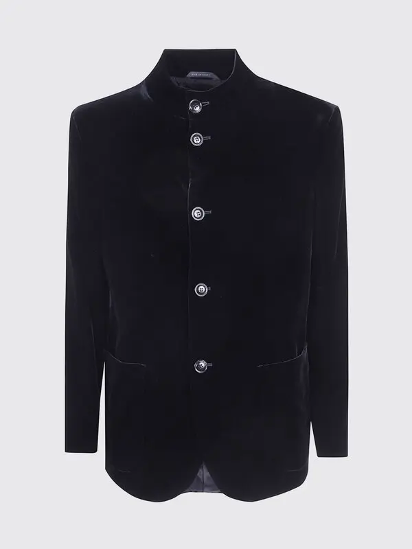 Giorgio Armani Slim Fit Single-breasted Velvet Blazer With Mandarin Collar