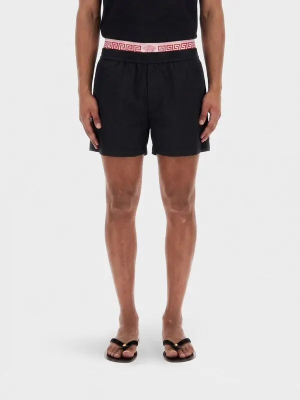 Versace Nylon Sport Shorts With Logo Elastic Waistband