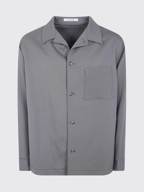 Tagliatore Casual Cuban Collar Shirt In Stretch Virgin Wool With Patch Pockets - Brown