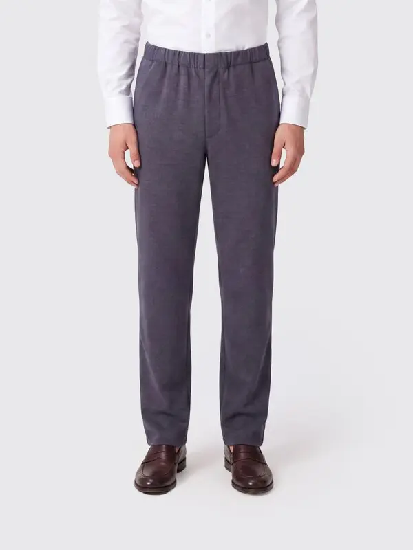 LARDINI Slim Fit Cotton Blend Trousers With Elasticated Waist And Flap Pockets