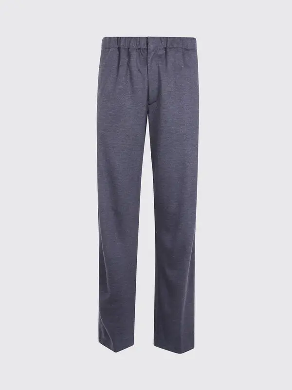 LARDINI Slim Fit Cotton Blend Trousers With Elasticated Waist And Flap Pockets