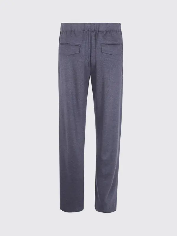 LARDINI Slim Fit Cotton Blend Trousers With Elasticated Waist And Flap Pockets