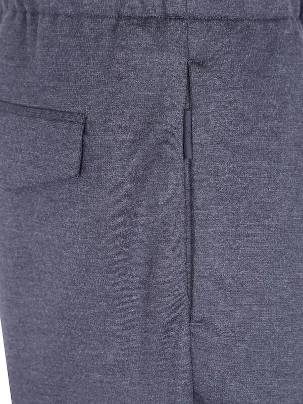 LARDINI Slim Fit Cotton Blend Trousers With Elasticated Waist And Flap Pockets