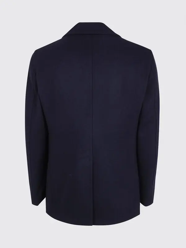 Tagliatore Double-breasted Peacoat In Wool And Cashmere Blend With Belted Cuffs