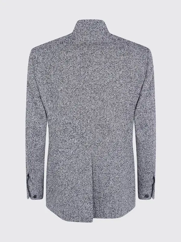 LARDINI Textured Herringbone Blazer - Black
