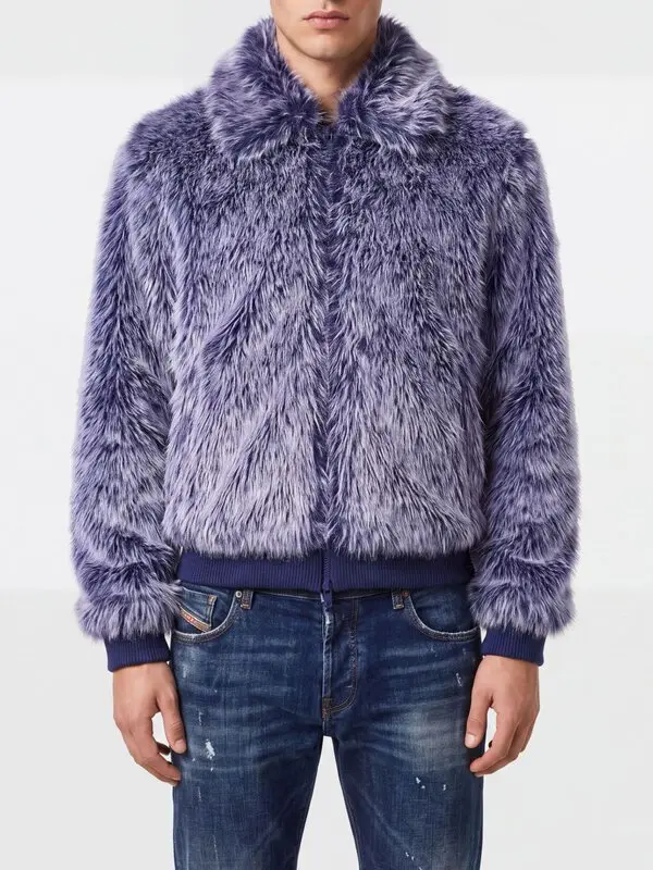 DIESEL® Faux Fur Bomber Jacket - Grey