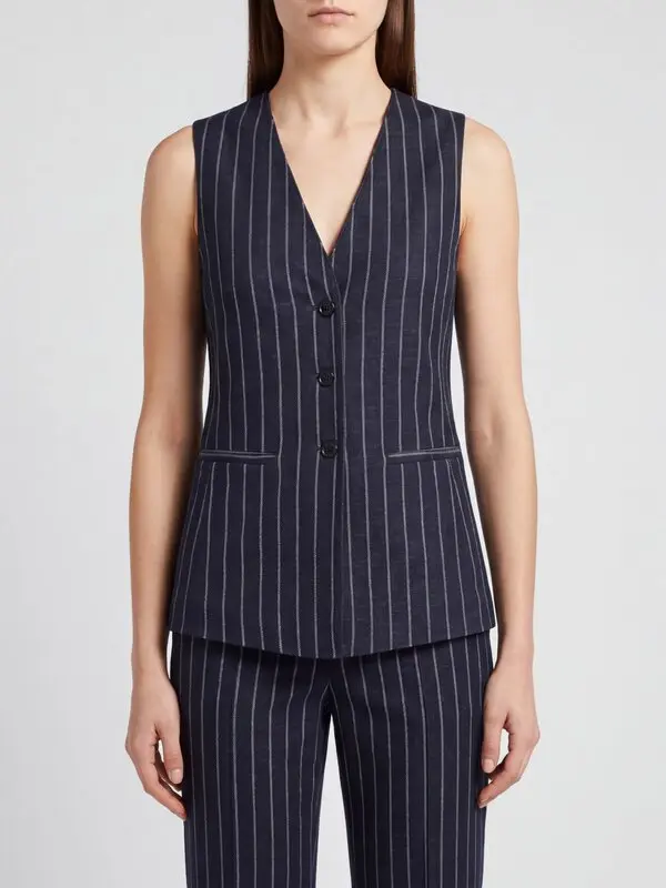 Max Mara Tailored Pinstriped Vest - Blue